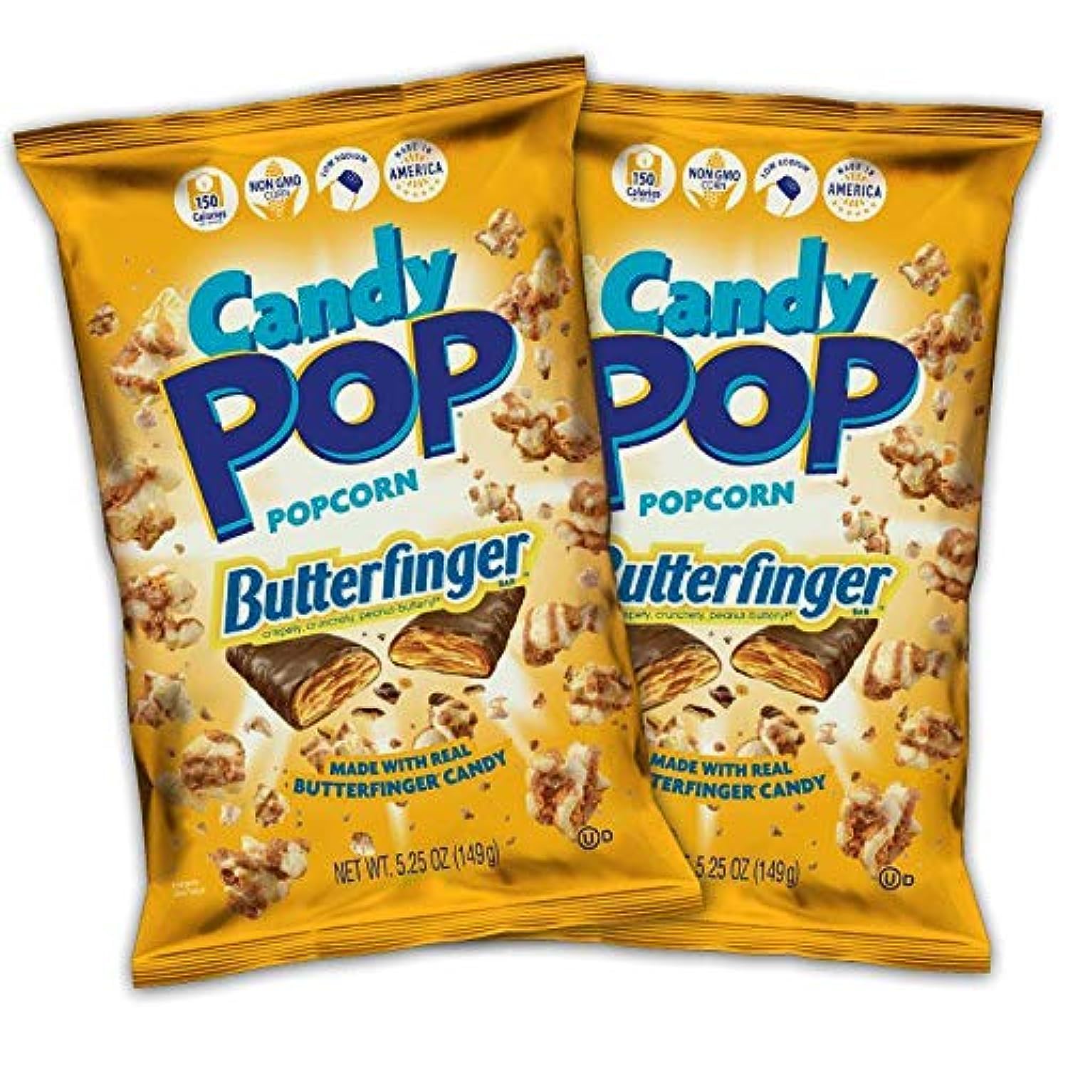 Candy Pop Sweet Popcorn Butterfinger Candy Bar Flavor - 149g (Pack of 2)