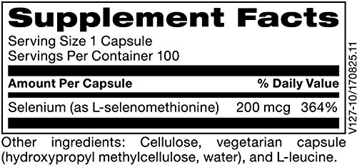 Klaire Labs Seleno Met - 200mcg Selenium as Hypoallergenic Selenomethionine, Bioavailable Antioxidant Support with No Yeast, Dairy & Gluten-Free (100 Capsules)