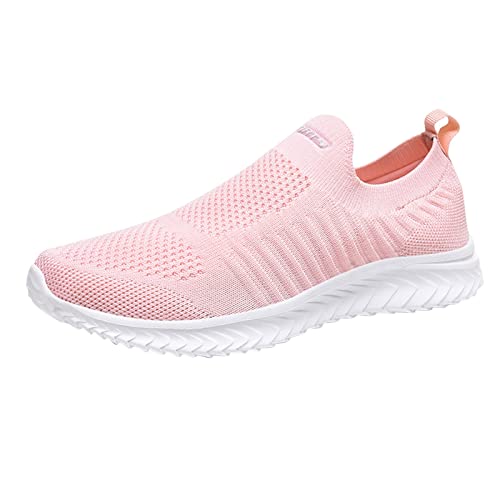 FASDNENDYS Fashion Summer Women Mesh Fly Woven Breathable Lightweight Flat Comfortable Wide Foot Womens Running Shoes Pink