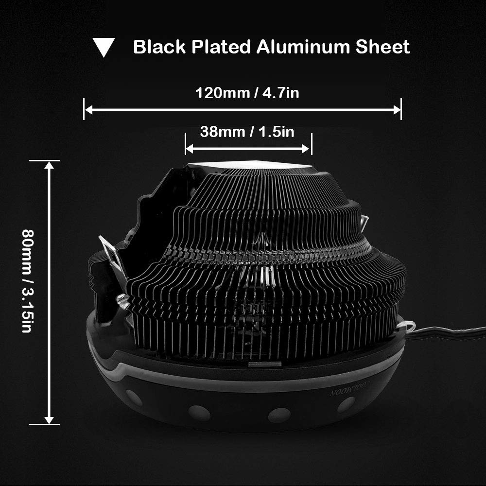 Conisy CPU Cooler, Aluminum CPU Air Cooling Heatsink with RGB LED Fan, for Intel and AMD Socket (LGA 115X/AM4 Compatible) (Colorful)