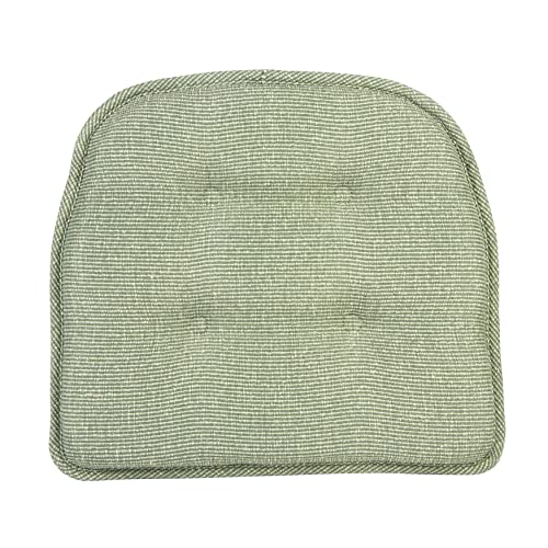 Klear Vu Omega Non-Slip Universal Chair Cushions for Dining Room, Kitchen and Office Use, U-Shaped Skid-Proof Seat Pad, 15x16 Inches, 4 Pack, 17 Celadon