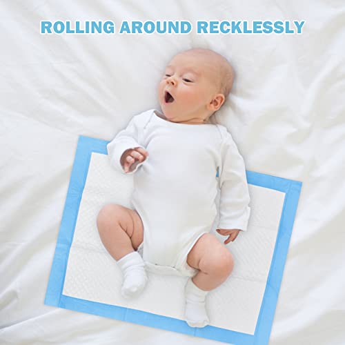 REFLYAWAY Baby Disposable Changing Pads - Soft Non-Woven Fabric (25 Pads) Underpads 13 x 18 Inches Ultra Absorbent Waterproof Protective Pee Pads for Babies, Kids, Adults, Elderly(Small Blue)