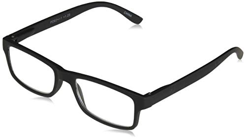 MAGNIFEYE Reading Glasses for Men or Women, 1.25 Diopters, Black