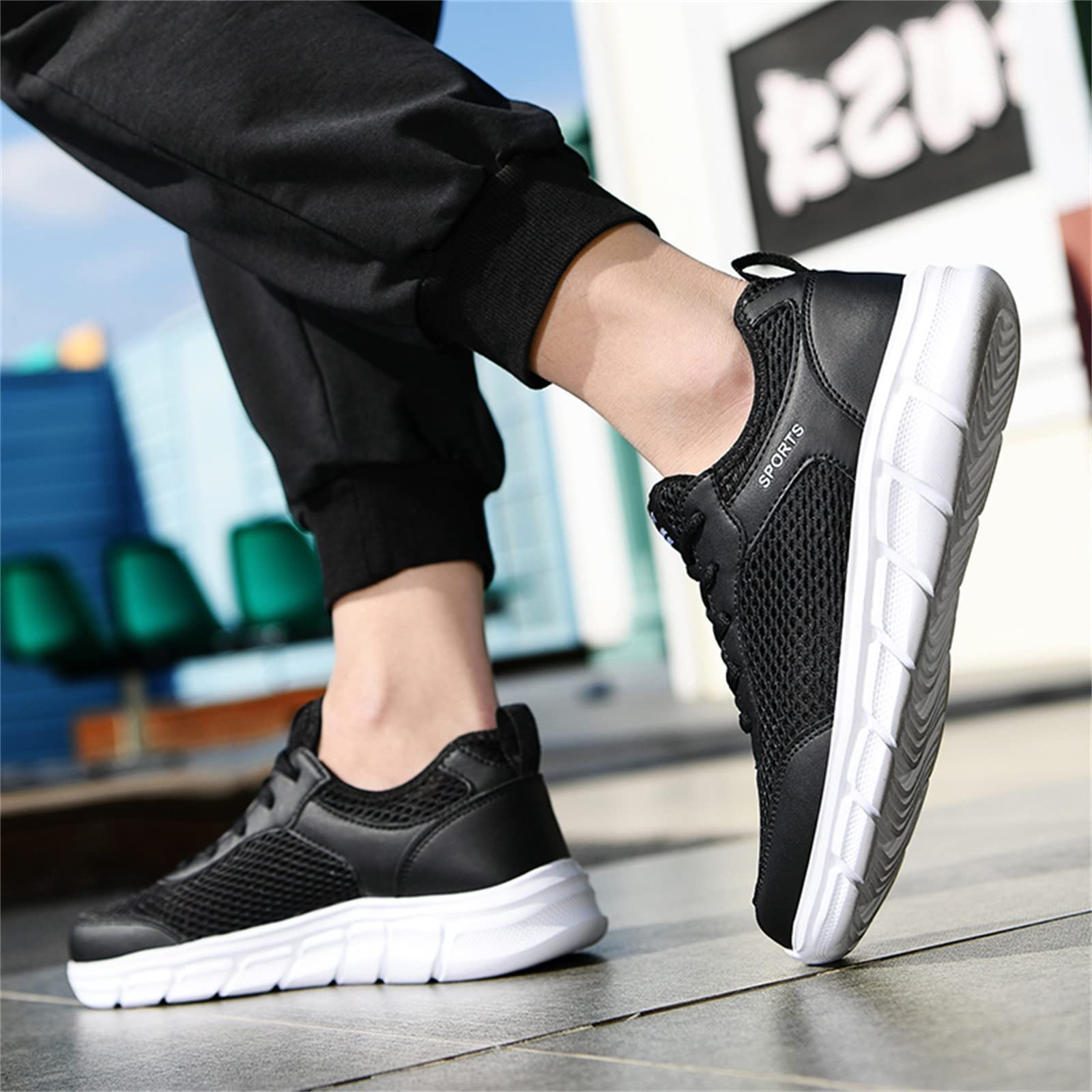 FASDNENDYS Fashion Summer Men Breathable Mesh Flat Elastic Casual Shoes Mens Shoes 501 Sneaker White