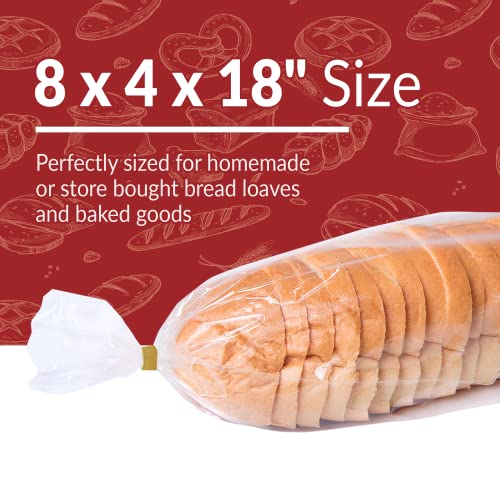 Reli. Bread Bags with Ties | 8 x 4 x 18" | 250 Pack (250 Twist Ties) | Bulk Bread Bags for Homemade Bread | Plastic Bread Bags for Bakery | Bread Loaf Packing Bags | Clear, Large
