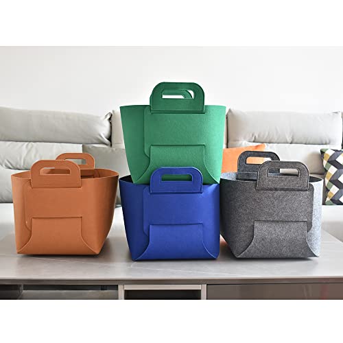 Storage Basket Felt Closet Storage Bins Convenien with Handles Storage Box Collapsible & Convenient Box Organizer for Office Bedroom Closet Babies Nursery Toys Laundry Organizing ( Brown)(Small)