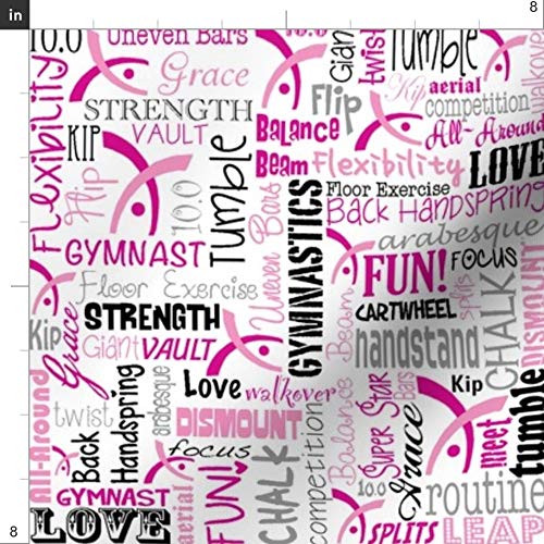 Spoonflower Fabric - Gymnastics Pink Gymnast Printed on Petal Signature Cotton Fabric Fat Quarter - Sewing Quilting Apparel Crafts Decor
