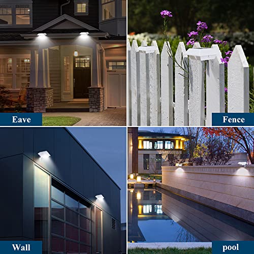 FALOVE Solar Gutter Lights, Upgraded 12 LEDs Wall/Fance/Gutter/Deck Lights Solar Powered 4 Mount Ways Solar Lights Outdoor Waterproof IP67 for Gate Garage Cabin Garden Backyard Patio 4 Pack