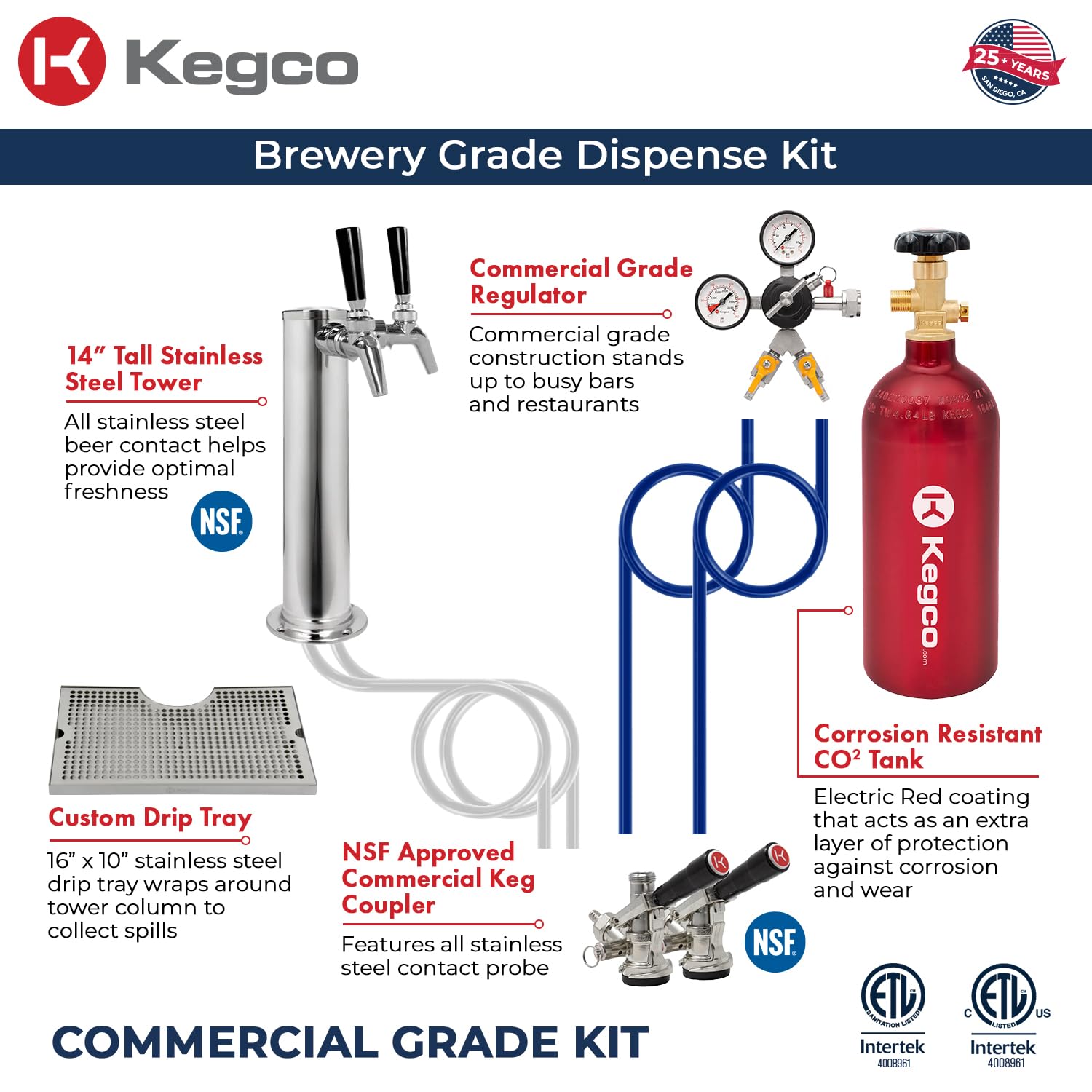 Kegco Kegerator 24" Wide Dual Tap Stainless Steel Commercial Beer Dispenser HK38SSC-2