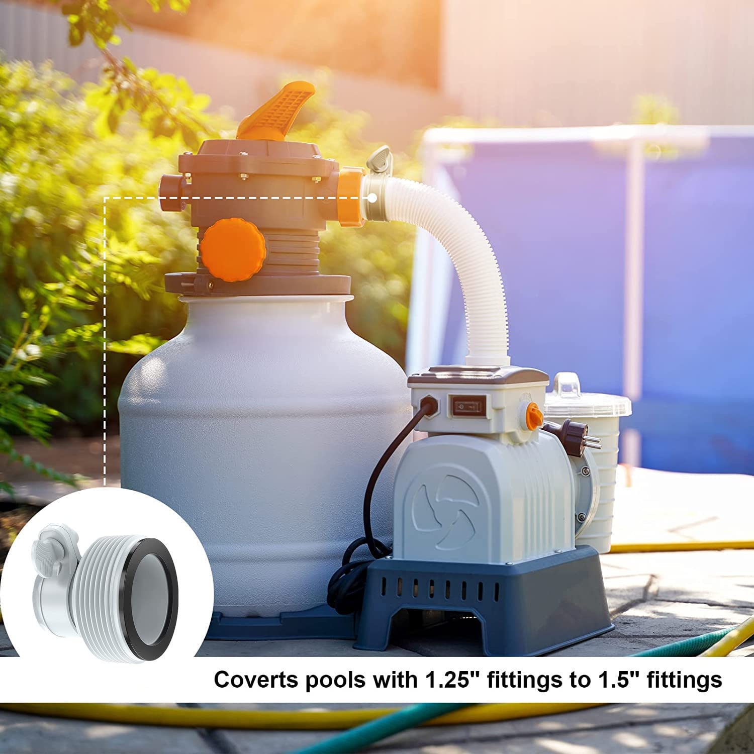 ECOPOOLTECH Hose Adapter 1.25" to 1.5" Type B Hose Adapters for Intex Pumps & Saltwater System, Conversion Adapter 25009(2 Pack)