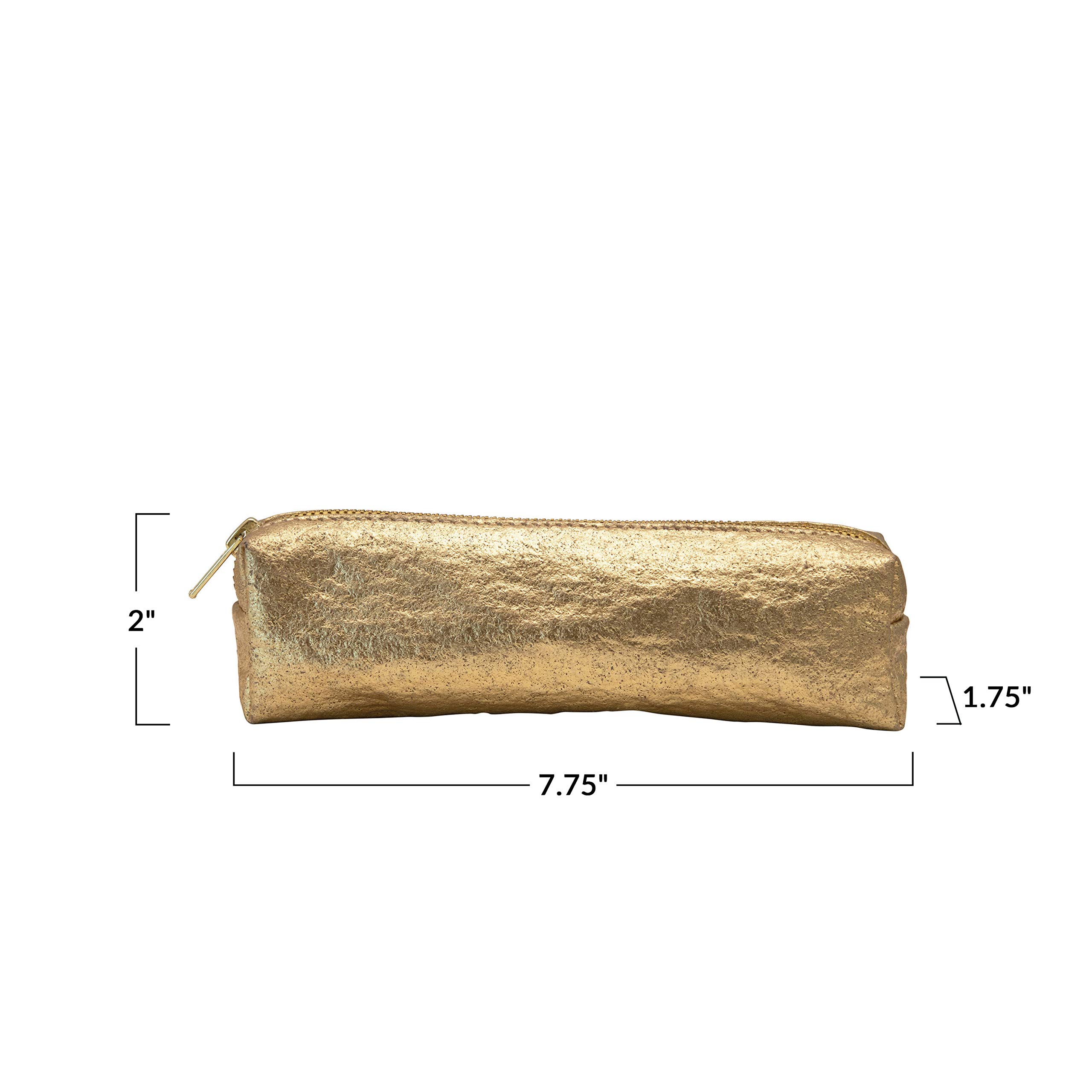Creative Co-Op Recycled Leather Zip, Gold Color Pouch