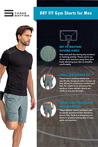 Dry FIT Gym Shorts for Men - Mens Workout Running Shorts - Moisture Wicking with Pockets and Side Hem