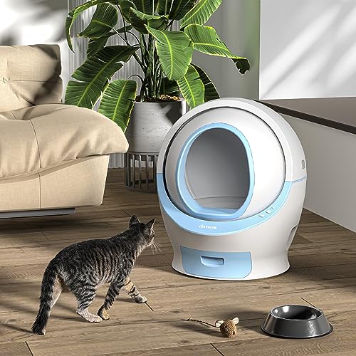 COZYBLUE Self Cleaning Cat Litter Box, ALWAYS-OPEN DESIGN GUARANTEES 100% SAFETY for YOUR CAT; Extra Large Space for Multiple Cats; Latest Model No App Needed Automatic Odor Removal [1-Year Warranty]