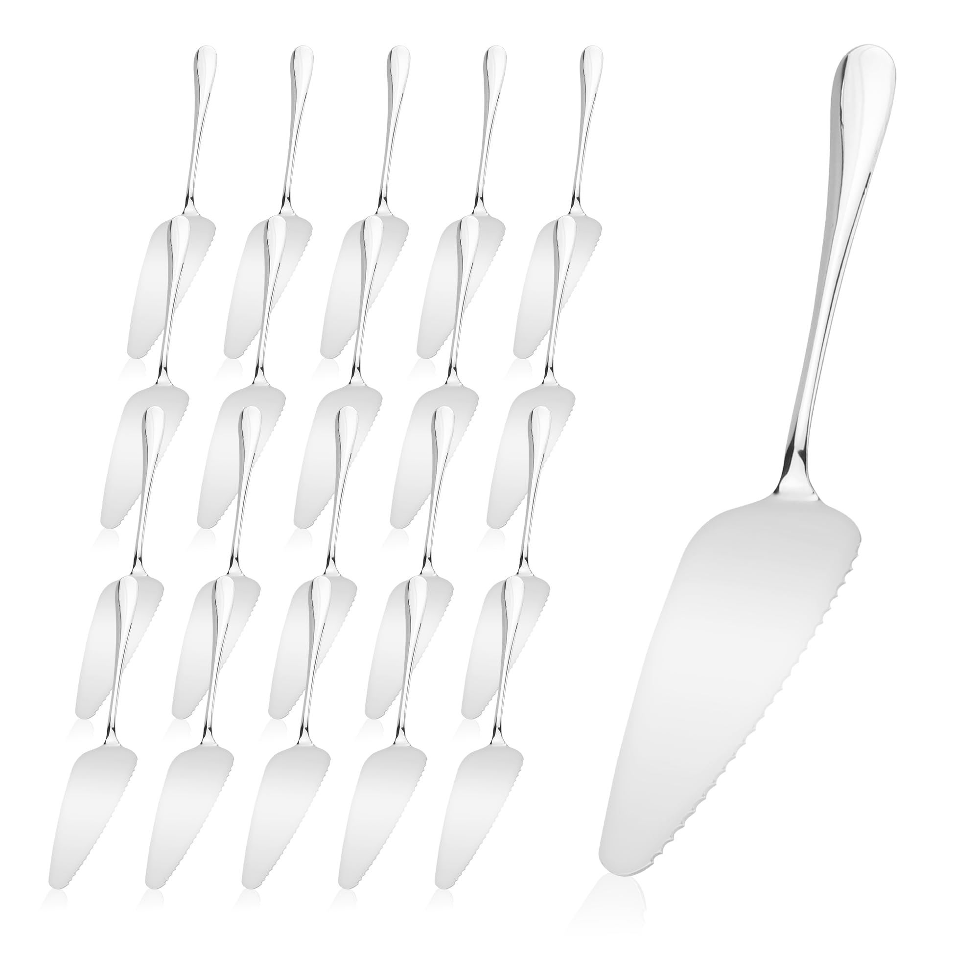 KEJJNYER 20 Pcs Pie Server Cake Servers Stainless Steel Cake Server Spatula, 9 Inch Silver Pizza Pie Serving for Dessert Pastry