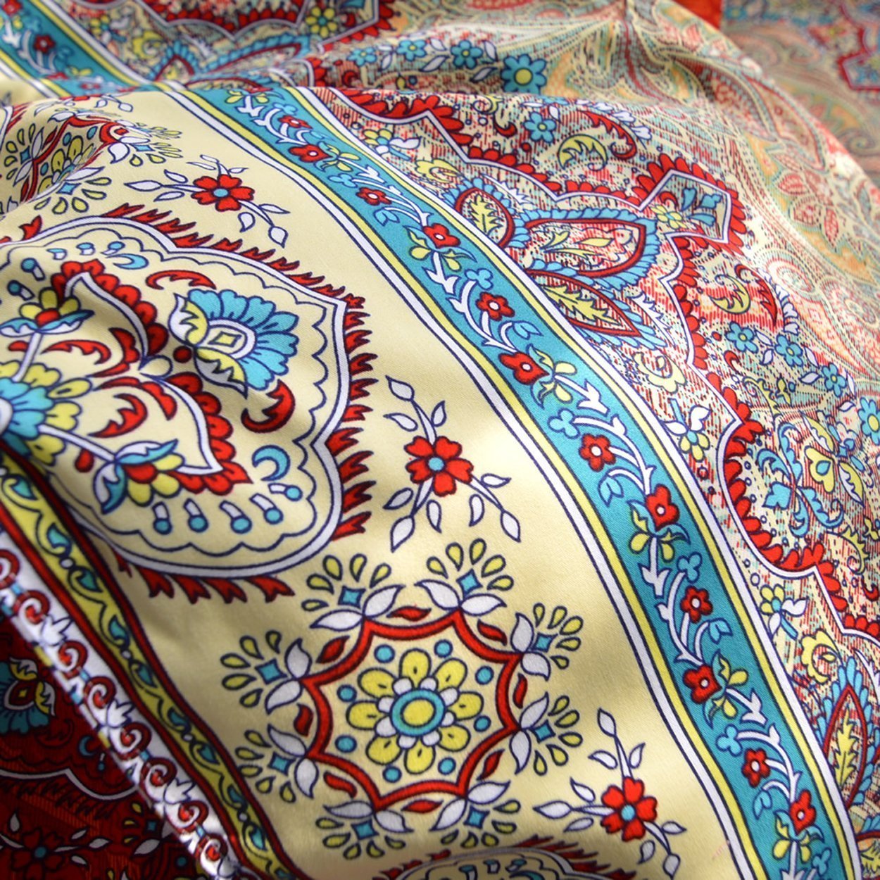 LELVA Boho Duvet/Quilt/Comforter Cover with Pillow Shams Queen Size Bohemia Bedding Set Cotton 5Pcs