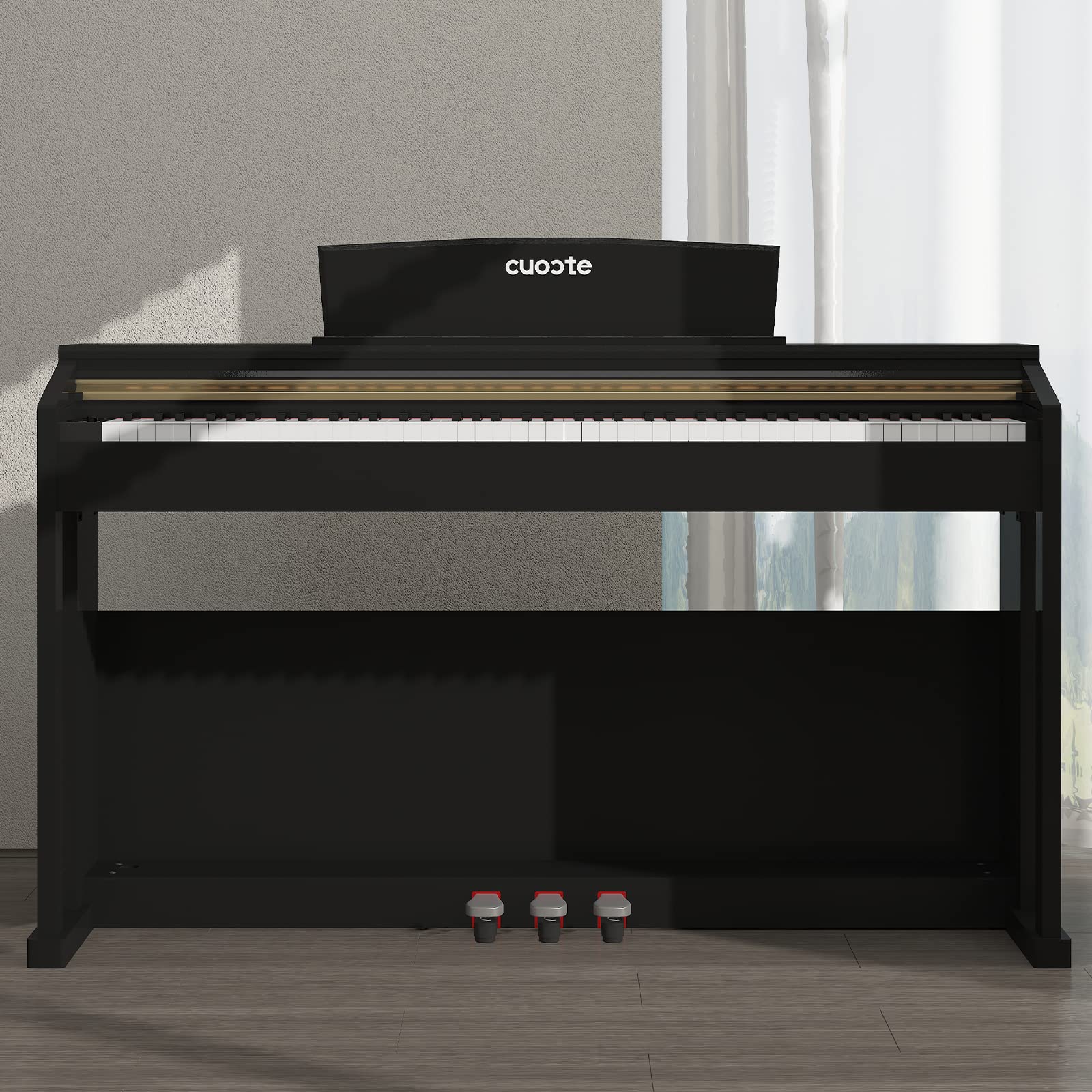 cuoote 88 Key Weighted Hammer Action Digital Piano w/Full-Size Weighted Keys, 3 Metal Pedals, Power Adapter, Headphone Jack, Muti-functional, Multi-tone Selection for Adults Beginners, Black