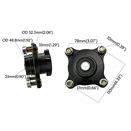 PanDair Upgraded 4 Stud Wheel Hub Front Steering Spindle Brake Disc Rotor,Front Steering Knuckle Hub Assembly for 125cc 150cc 200cc Quad Dirt Bike Go Kart Buggy 4 Wheeler ATV UTV DIY