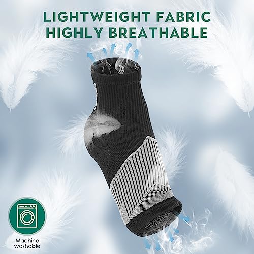 SIATELOO Ankle Brace Compression Socks For Women & Men,2 Pair, Plantar Fasciitis Sleeves with Foot Arch Support Reduces Swelling & Heel Spur Pain(as1, alpha, l, regular, regular,Gray and pink)