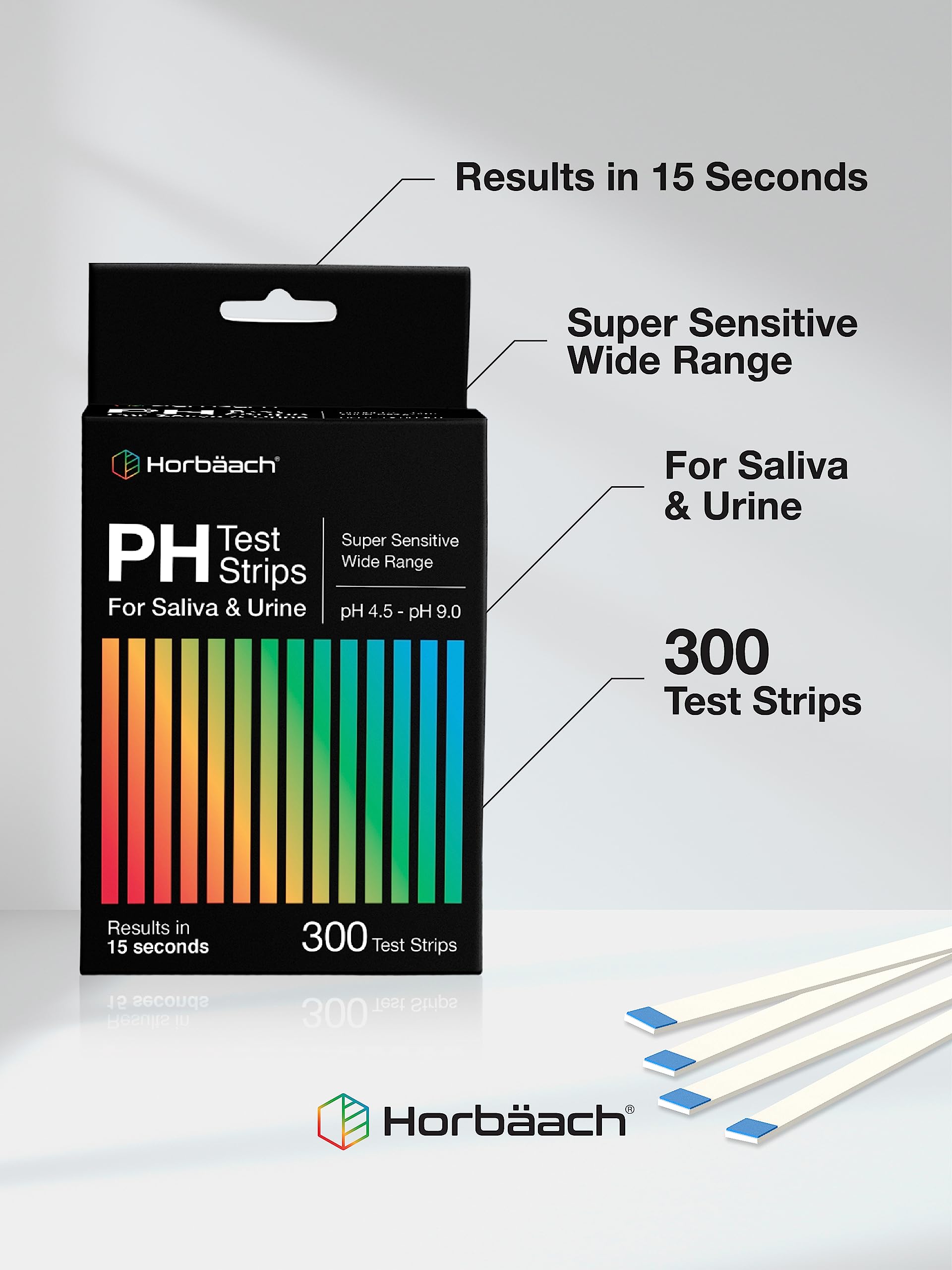 Horbäach PH Test Strips for Urine and Saliva Testing | for Women and Men | 300 Count