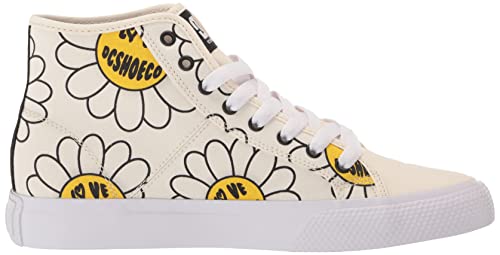 DC Women's Manteca Hi TXSE Skate Shoe, White/Black/Flower, 11