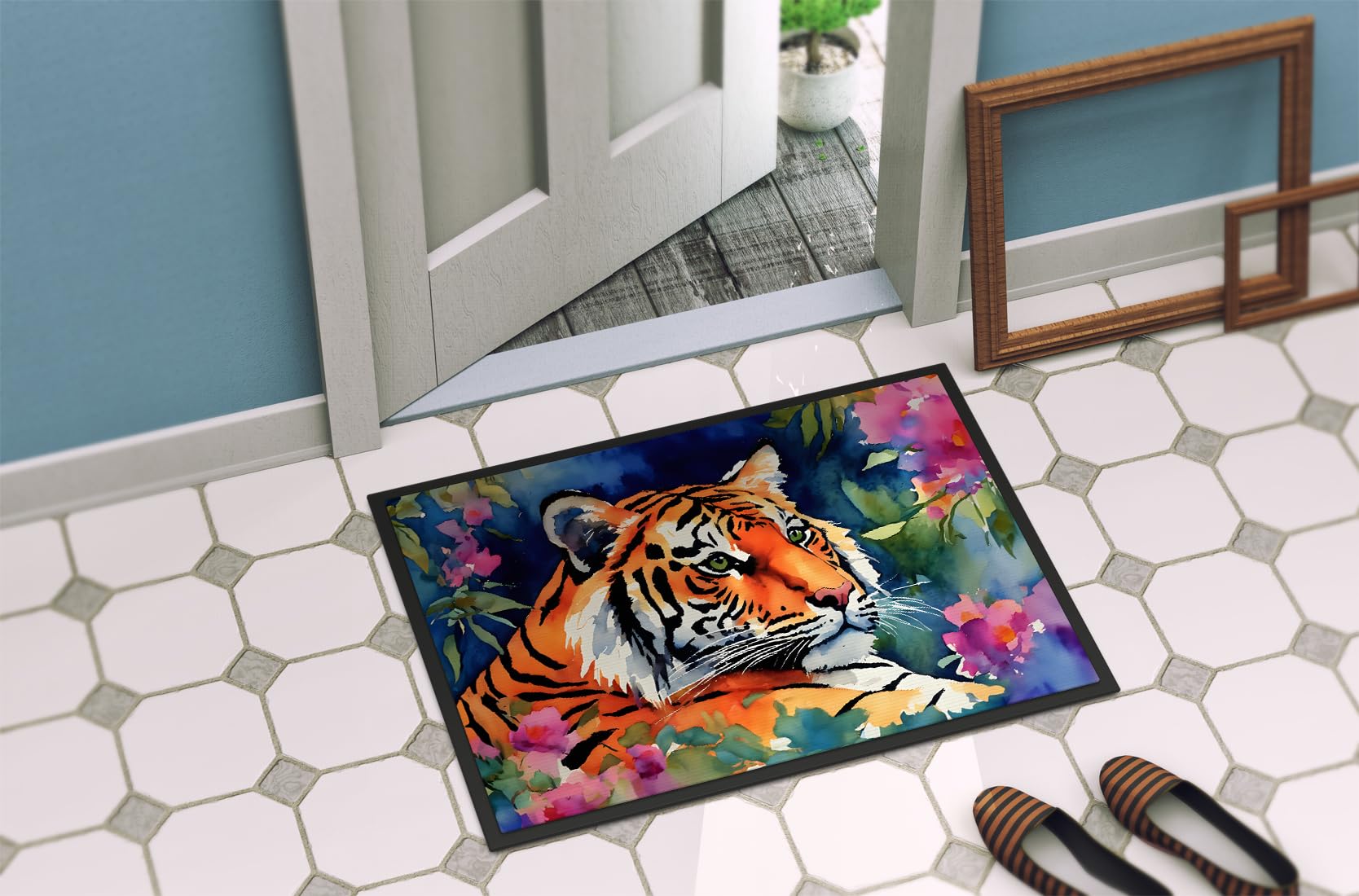 Caroline's Treasures DAC2880MAT Bengal Tiger Doormat Front Door Mat Indoor Outdoor Rugs for Entryway, Non Slip Washable Low Pile, 18H X 27W