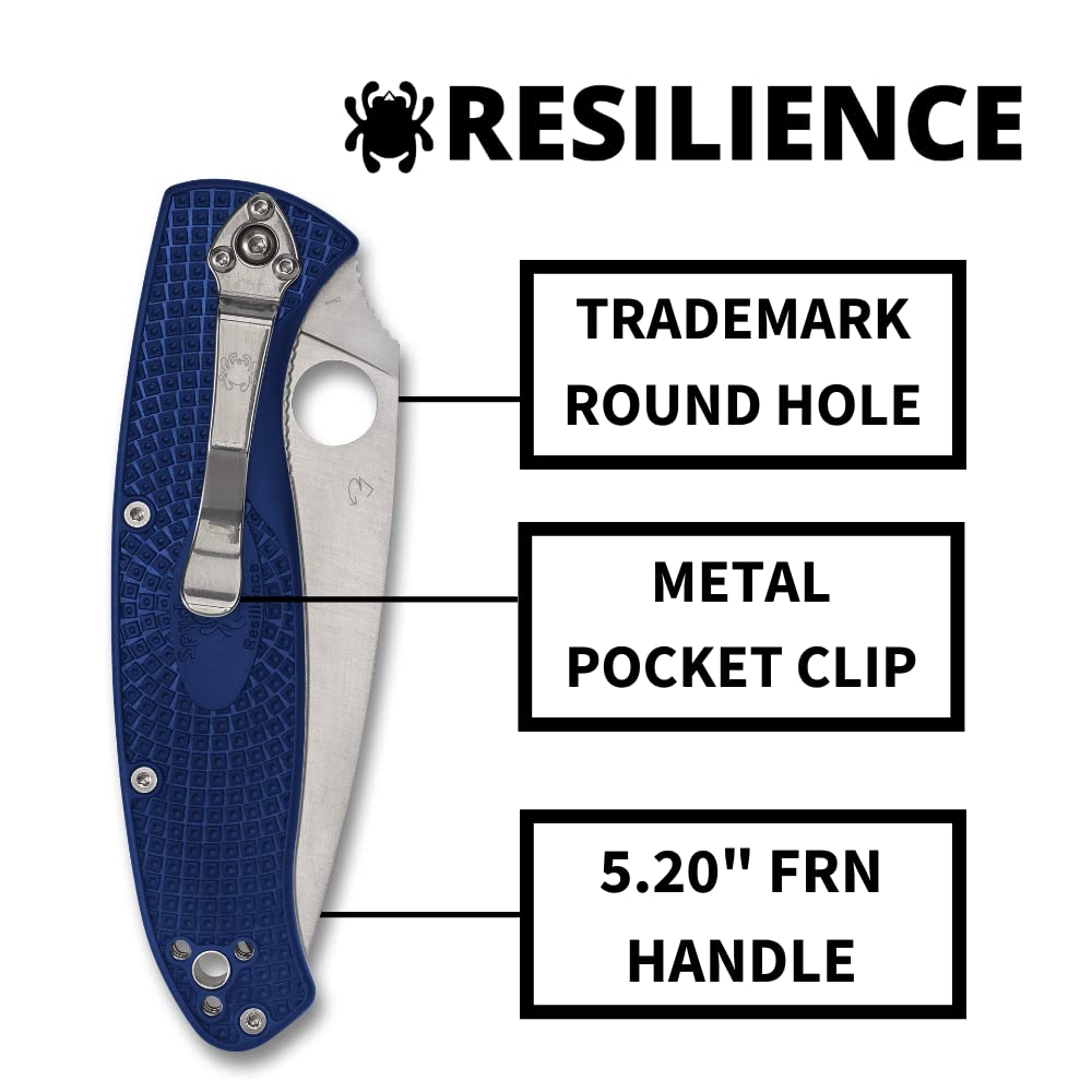 Spyderco Resilience Lightweight Folding Knife with CPM S35VN Stainless Steel Blade and Durable Blue FRN Handle - PlainEge - C142PBL