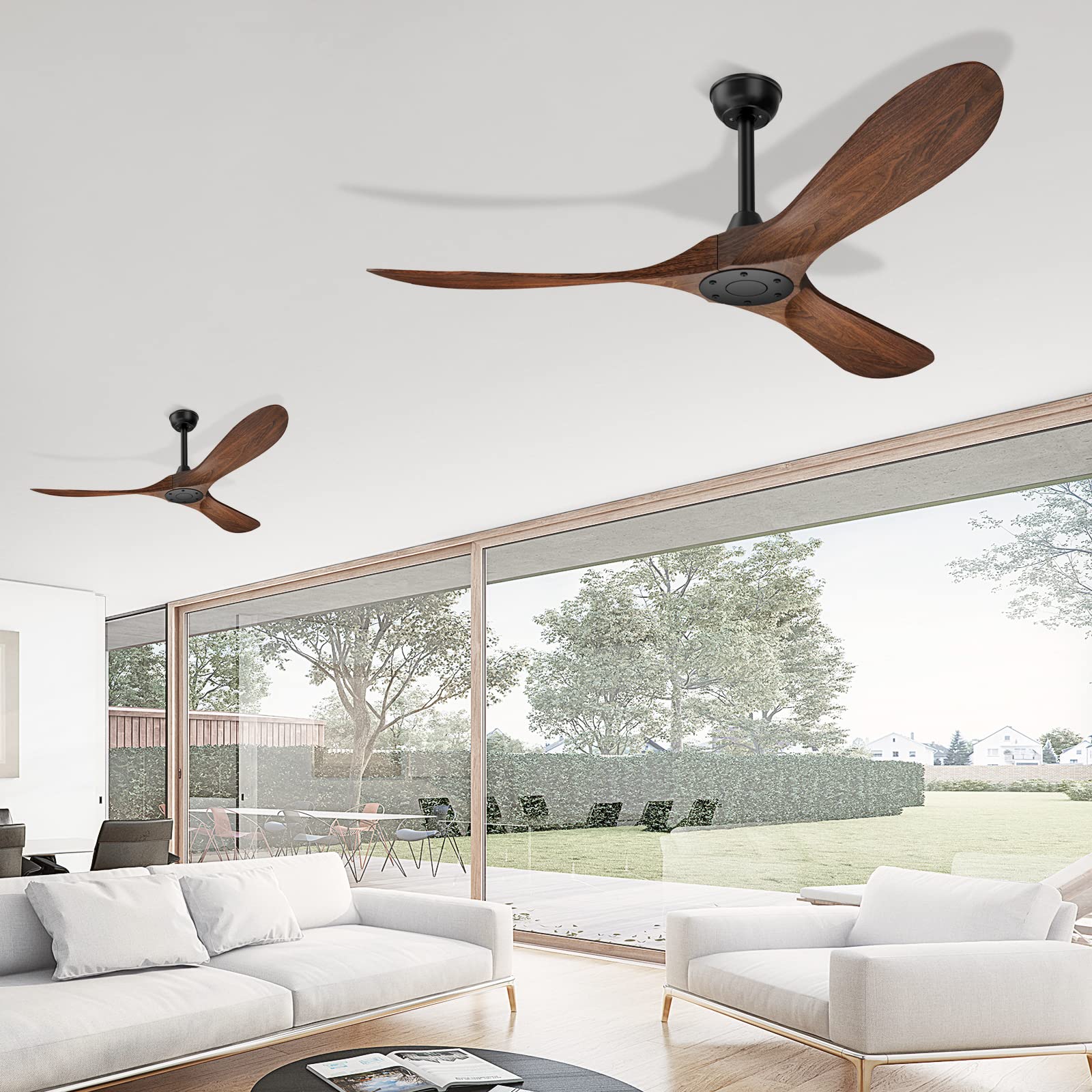 CLUGOJ Black Ceiling Fan, Modern Ceiling Fans with Remote, Indoor/Outdoor Ceiling Fans for Patios Farmhouse Bedroom, 52", Matte Black