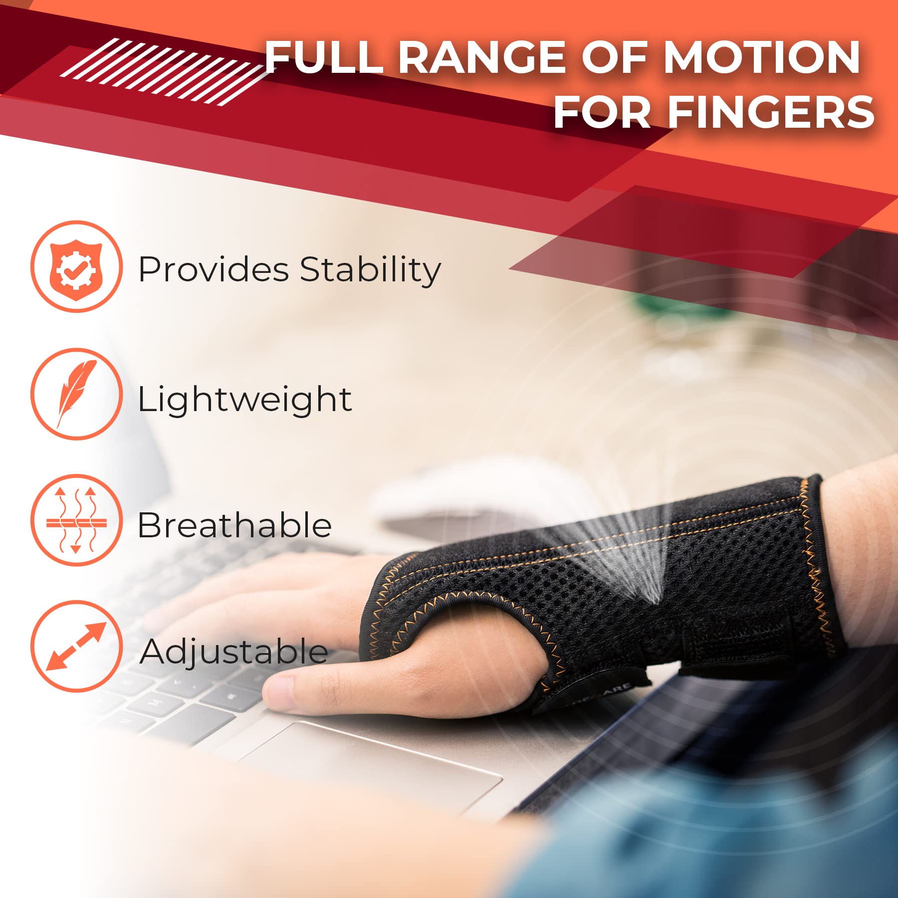 CURECARE Carpal Tunnel Wrist Brace Night Support, Wrist Support with 2 Adjustable Straps, Comfortable Wrist Brace for Tendonitis, Sprained Wrist, Injuries Recovery (Right Hand-Black, L/XL)