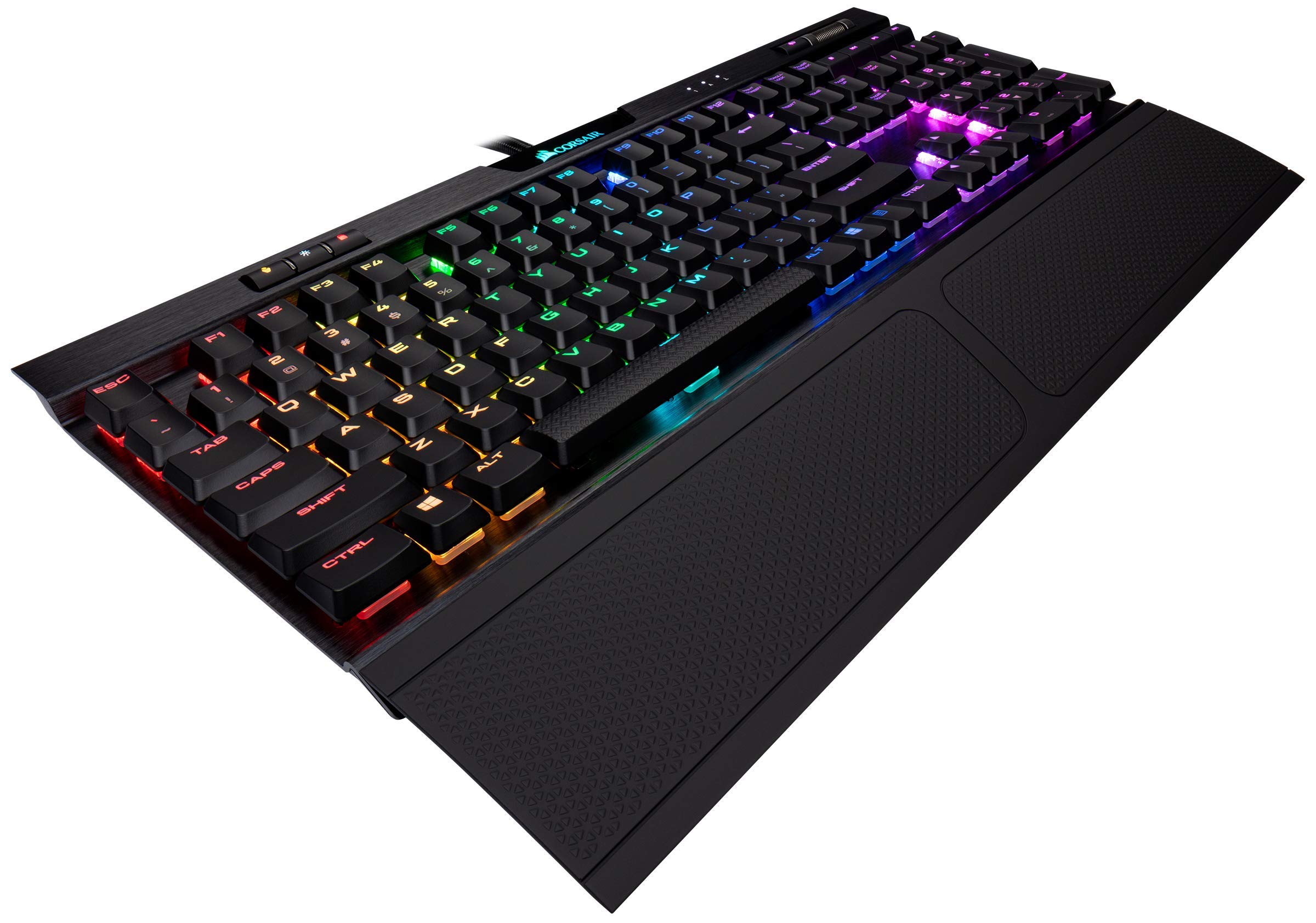 Corsair K70 RGB MK.2 RAPIDFIRE Low Profile - Backlit RGB LED - USB Passthrough & Media Controls - Fastest & Linear Low Profile - Cherry MX Speed (Renewed)