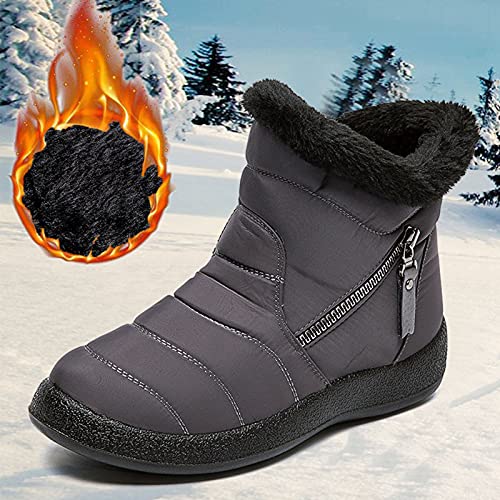 FASDNENDYS for Women for Women Ankle Water Platform Zipper Shoes Plus Warm Winter Boots for Womens for Winter Grey