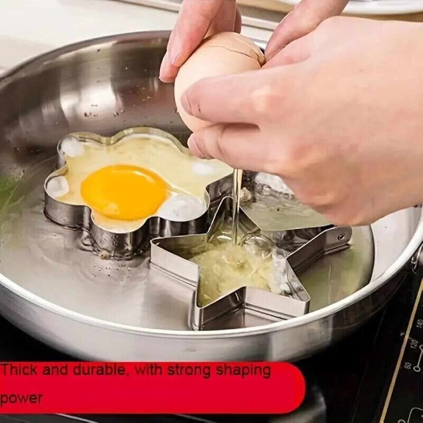 Pack of 10 Stainless Steel Fried Egg Ring Pancake Shaper Omelette Mold Mould Frying Egg Cooking Tools Kitchen Accessories Gadgets Egg Ring Flower Heart Elephant Bird Circle Star Zebra Fried Egg Shaper
