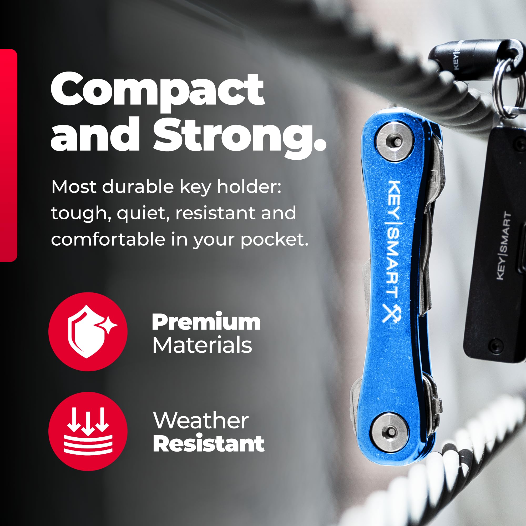 KeySmart Rugged - Multi-Tool Key Holder with Bottle Opener and Pocket Clip (up to 14 Keys, Blue)