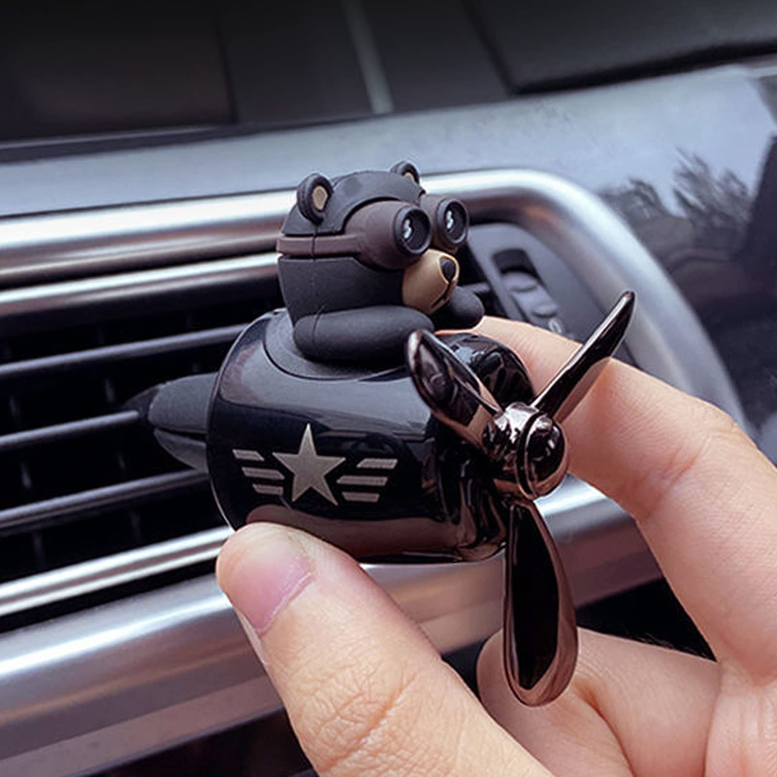 Car Air Fresheners Cute Pilot Duck Car Diffuser Rotating Propeller Cartoon Automotive Air Outlet Car Perfume Decoration