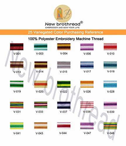New brothread 25 Colors Variegated Polyester Embroidery Machine Thread Kit 500M (550Y) Each Spool for Brother Janome Babylock Singer Pfaff Bernina Husqvaran Embroidery and Sewing Machines