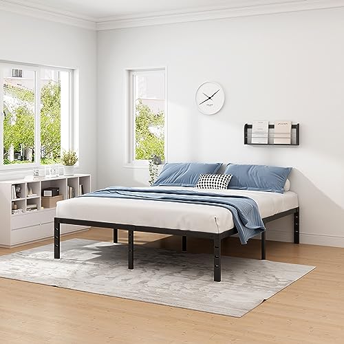 NEW JETO Metal Bed Frame-Simple and Atmospheric Platform, Storage Space Under The Heavy Duty Frame Bed, Durable Queen Size Suitable for Bedroom