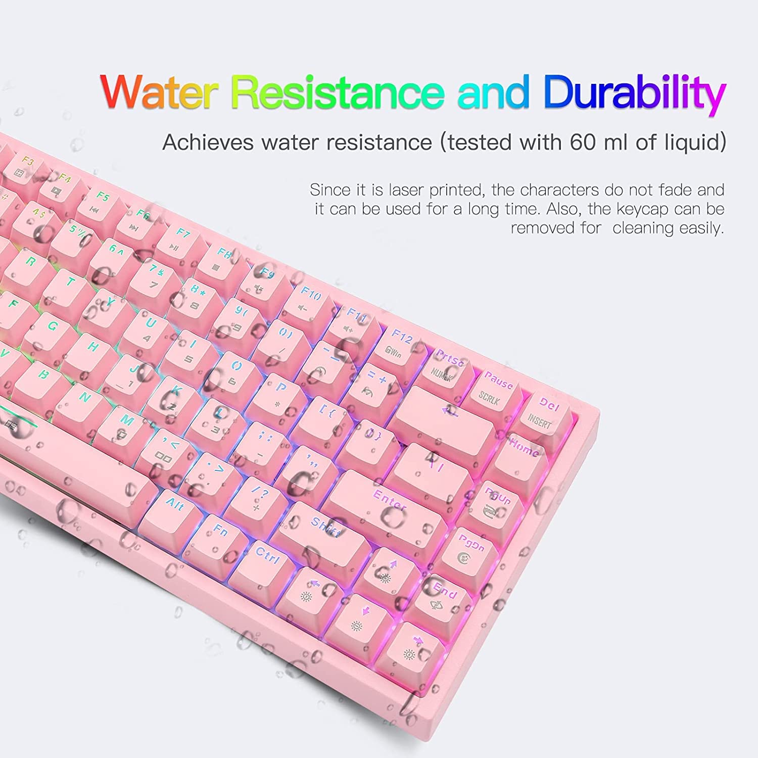 CQ84 Mechanical Gaming Keyboard Brown Switches RGB Backlit USB Wired Keyboard 60% Compact 84 Keys for Windows Computer Gamer Office