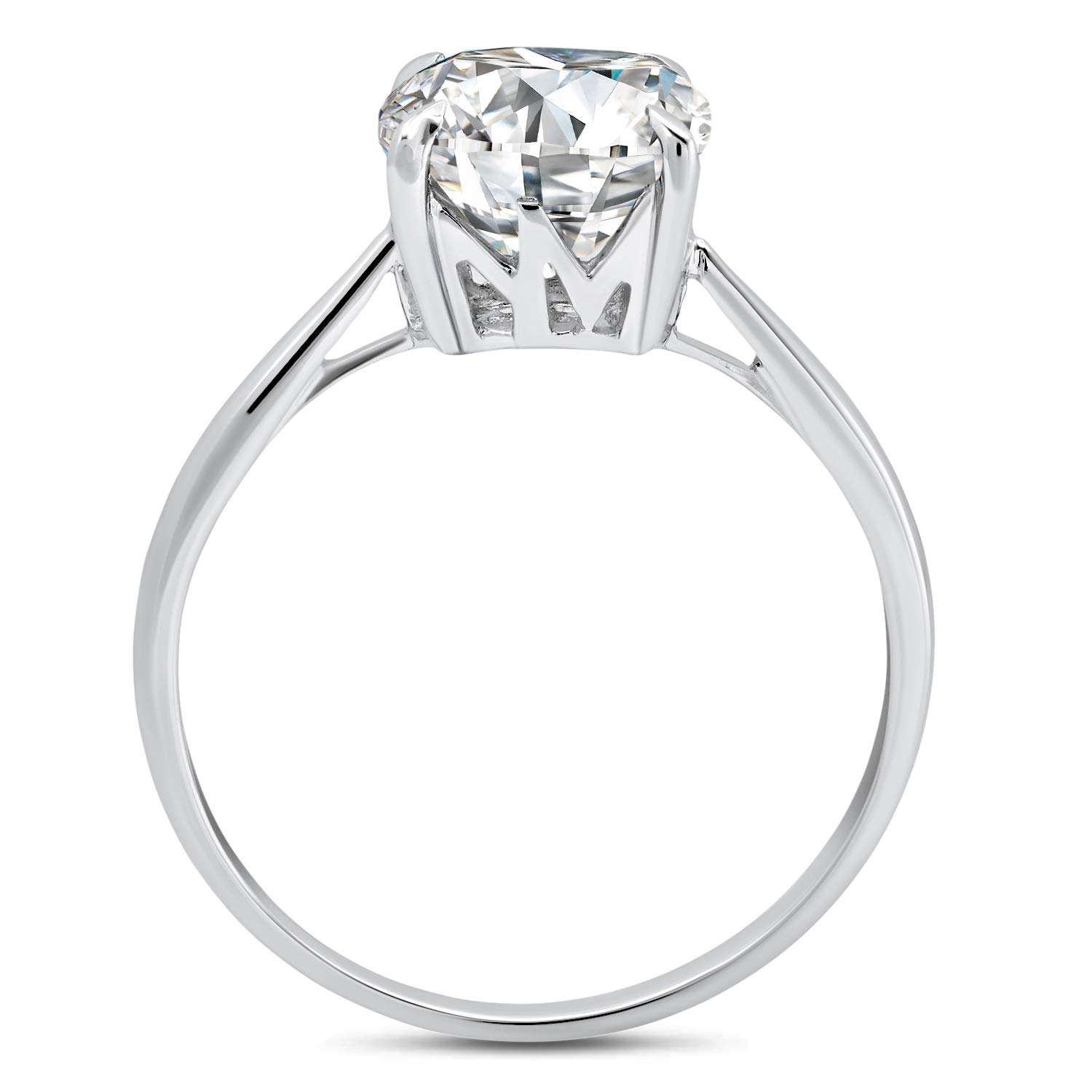 Cushion Cut Created White Sapphire Solitaire Ring for Women in 925 Sterling Silver 8 mm April Birthstone 4-Prong Setting Anniversary Ring Size 7 by Nicole Miller Fine Jewelry