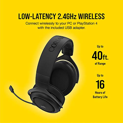 Corsair HS70 Pro Wireless Gaming Headset - 7.1 Surround Sound Headphones for PC - Discord Certified - 50mm Drivers – Carbon (Renewed)