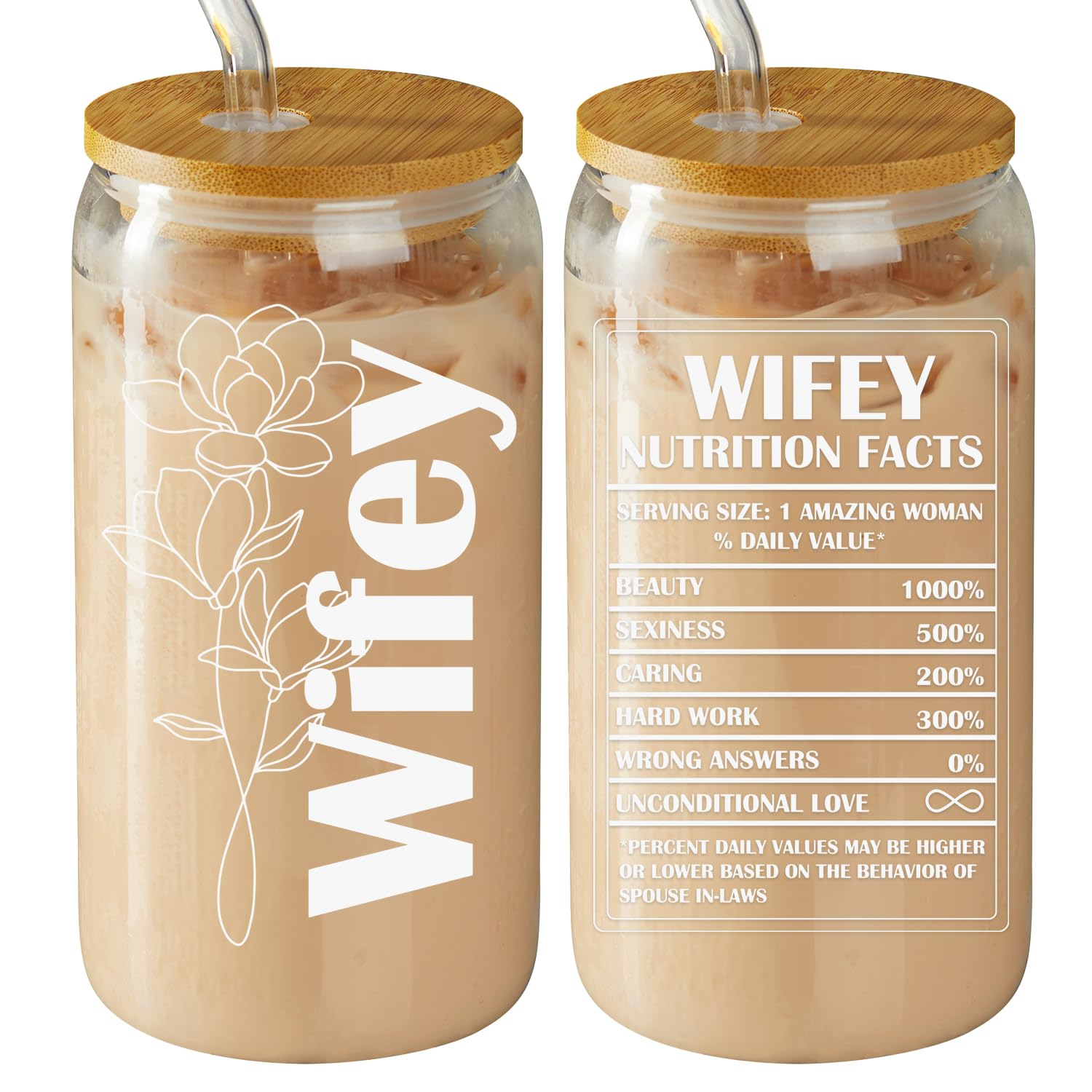 Kihraw Gifts for Wife, Bridal Shower Gift Engagement Gifts For Women, Bride, Fiancee, Wifey - Anniversary Birthday Gifts For Wife, Wife Gifts - Bride To Be Gifts - 16 Oz Coffee Glass