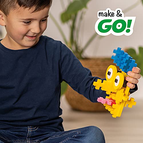 PLUS PLUS Big - Make & GO! - 70 Pieces - Construction Building Stem/Steam Toy, Interlocking Large Puzzle Blocks for Toddlers and Preschool