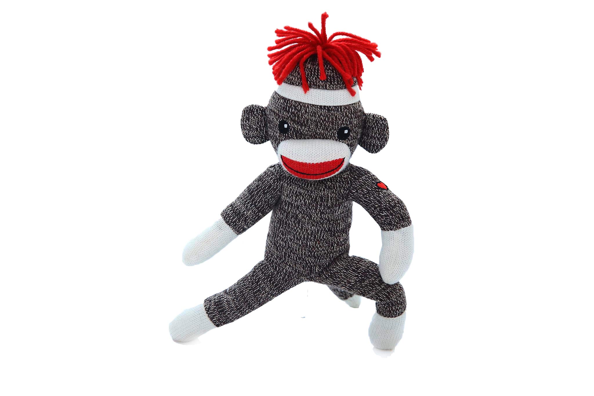 Plushland Adorable Sock Monkey 8 Inches Tall - Soft Realistic Plush Knitted Stuffed Animal Toy Gift - for Kids, Babies, Teens, Girls and Boys (Brown)