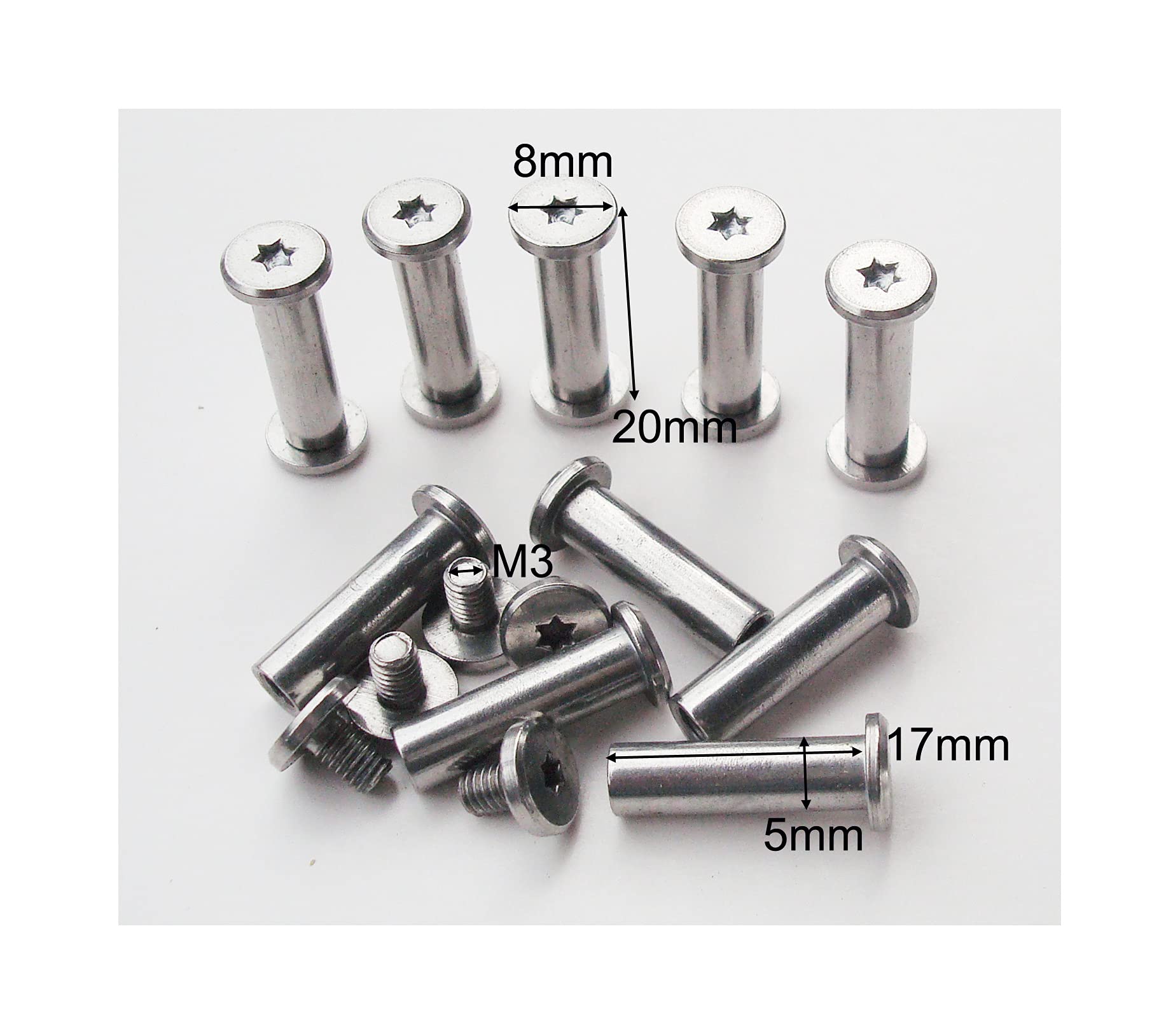 NC HAISDA Folding Knife Corby Bolts Pocket Knives Pivot Pins EDC Knifemakers Screw Fasteners Rivets DIY Knife Handle Studs Pack of 10 17mm
