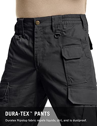 CQR Men's Tactical Pants, Water Resistant Ripstop Cargo Pants, Lightweight EDC Work Hiking Pants, Outdoor Apparel, Duratex Mag Pocket Black, 30W x 32L