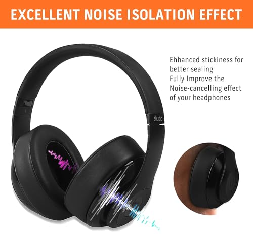 GVOEARS Replacement Ear Pads for Beats Studio 3, Cushions for Beats Studio 3 Replacement Ear Pads for Beats Studio 2&3 Wired & Wireless Not Fit Beats Solo On-Ear Headphone with Thicker Memory Foam
