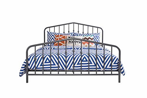 Novogratz Bushwick Metal Bed with Headboard and Footboard | Modern Design | Queen Size - Grey