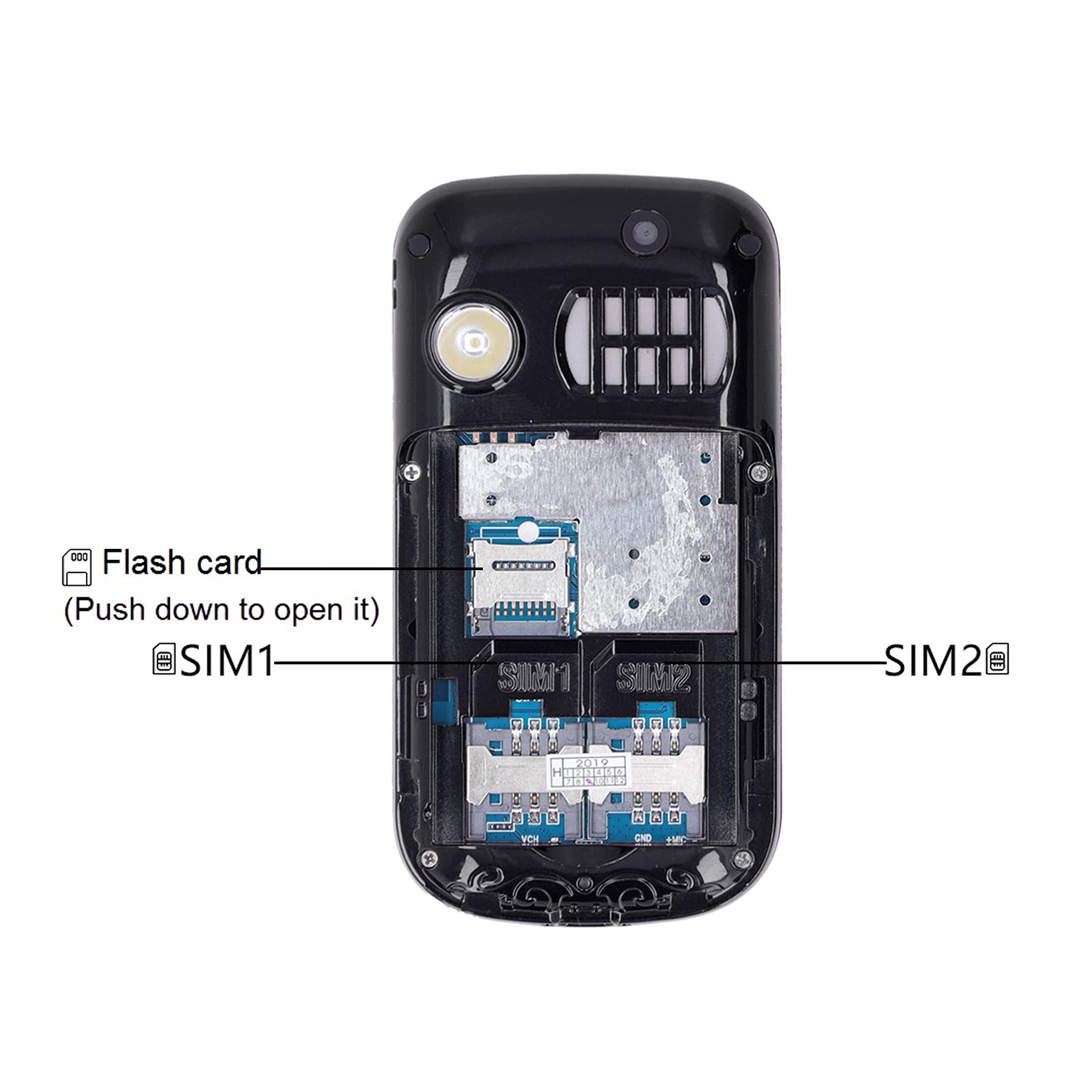Hilitand Unlocked Flip Phone for Seniors, 2.4inch Large-Font Loud Volume Flip Cellphone, Dual SIM, 1200mah Large Capacity Battery, Support 2G GSM800/850/900/1800(Black)
