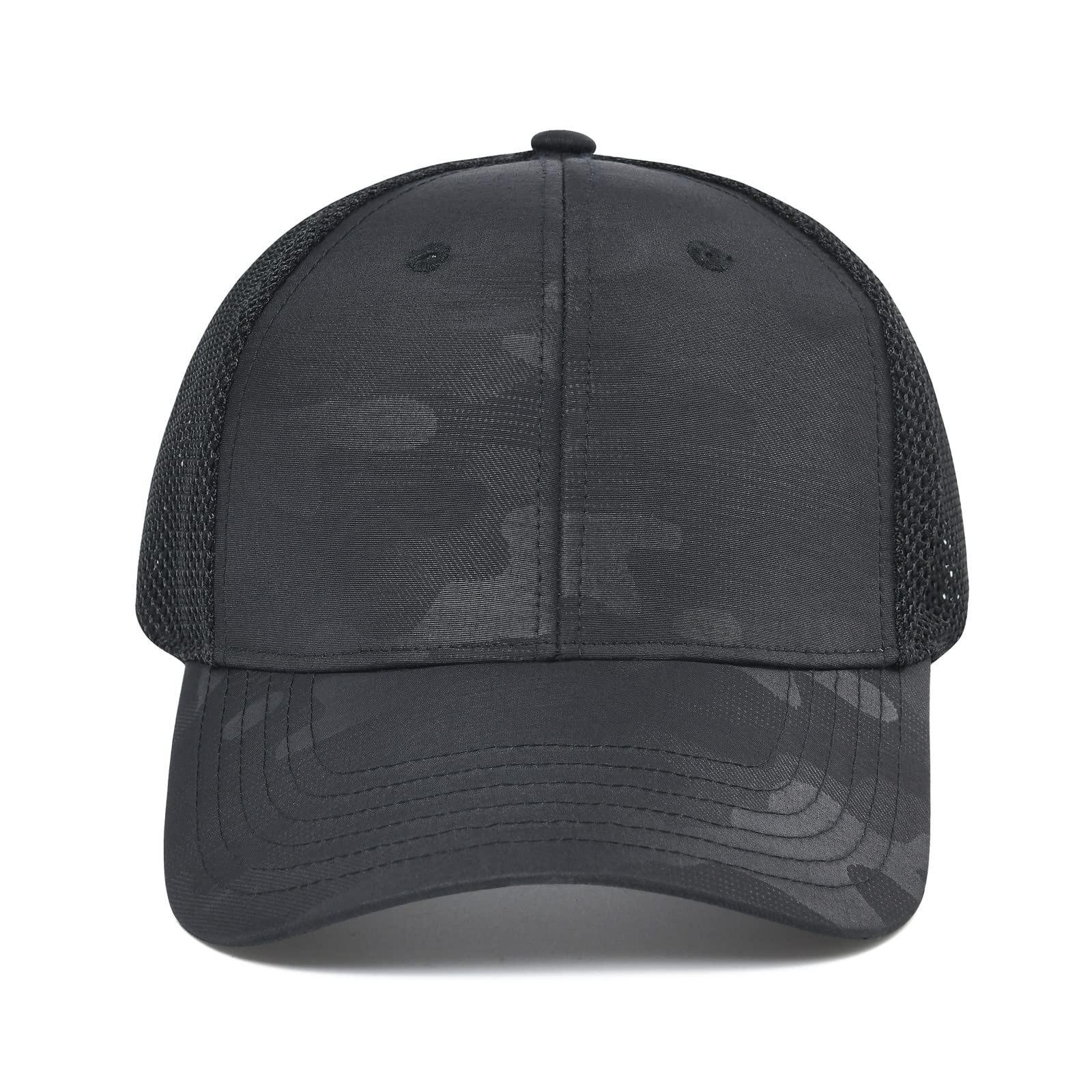 FEINION Quick Dry Baseball Hat Outdoor Ball Cap Adjustable Dad Hat Sports Caps for Men (Camouflage Black/Mesh)