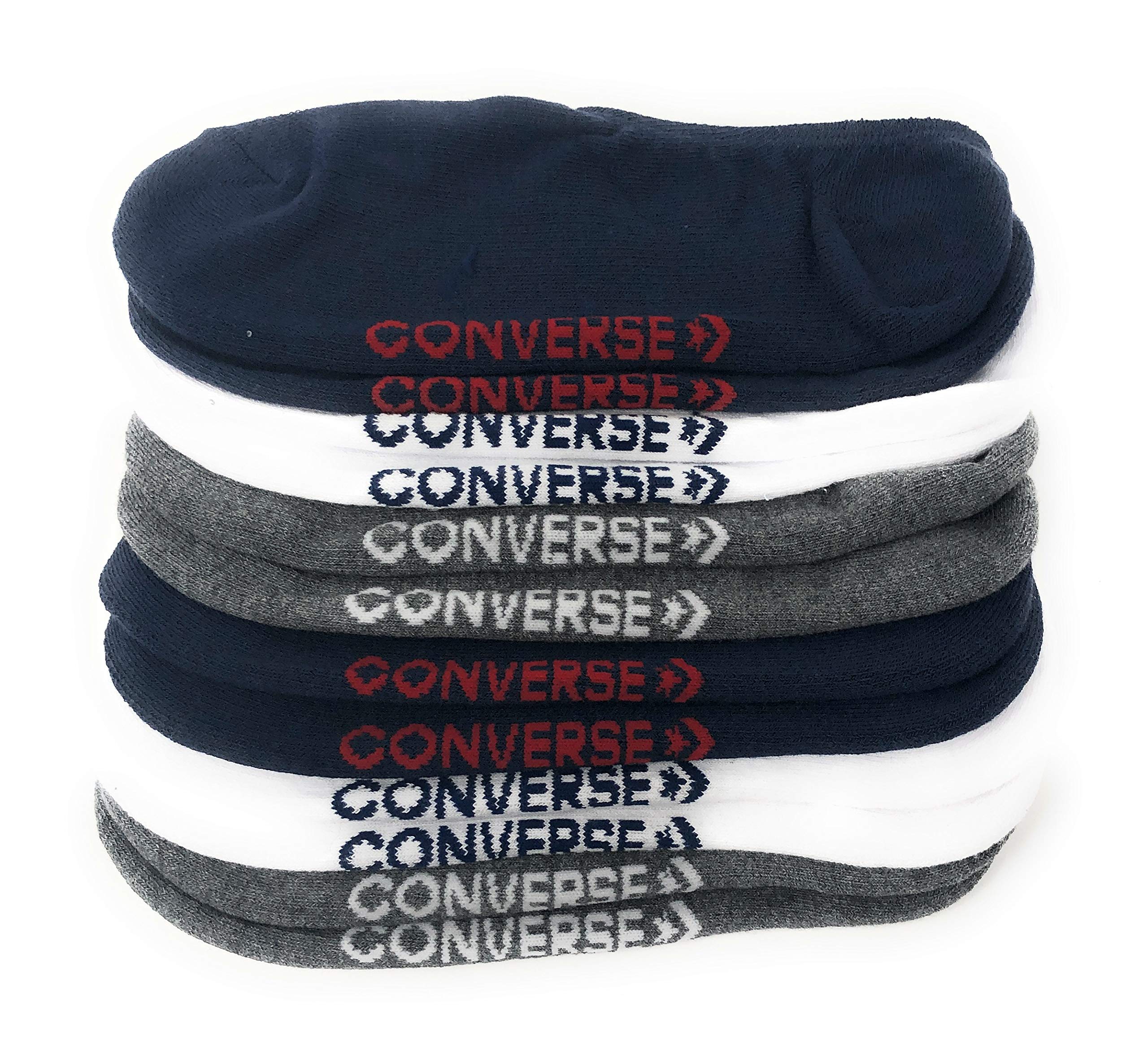 Converse Mens 6 Pack Half Cushion Ultra Low Multi Socks No Show Made For Chucks, 6-12