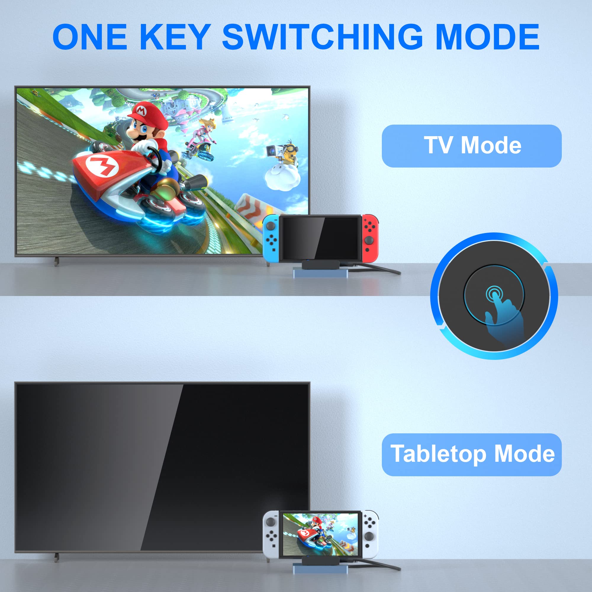 Feirsh Docking Station for Nintendo Switch, Foldable Switch Dock Nintendo Switch TV Dock with 4K HDMI Output, Replacement for Official Nintendo Switch Dock