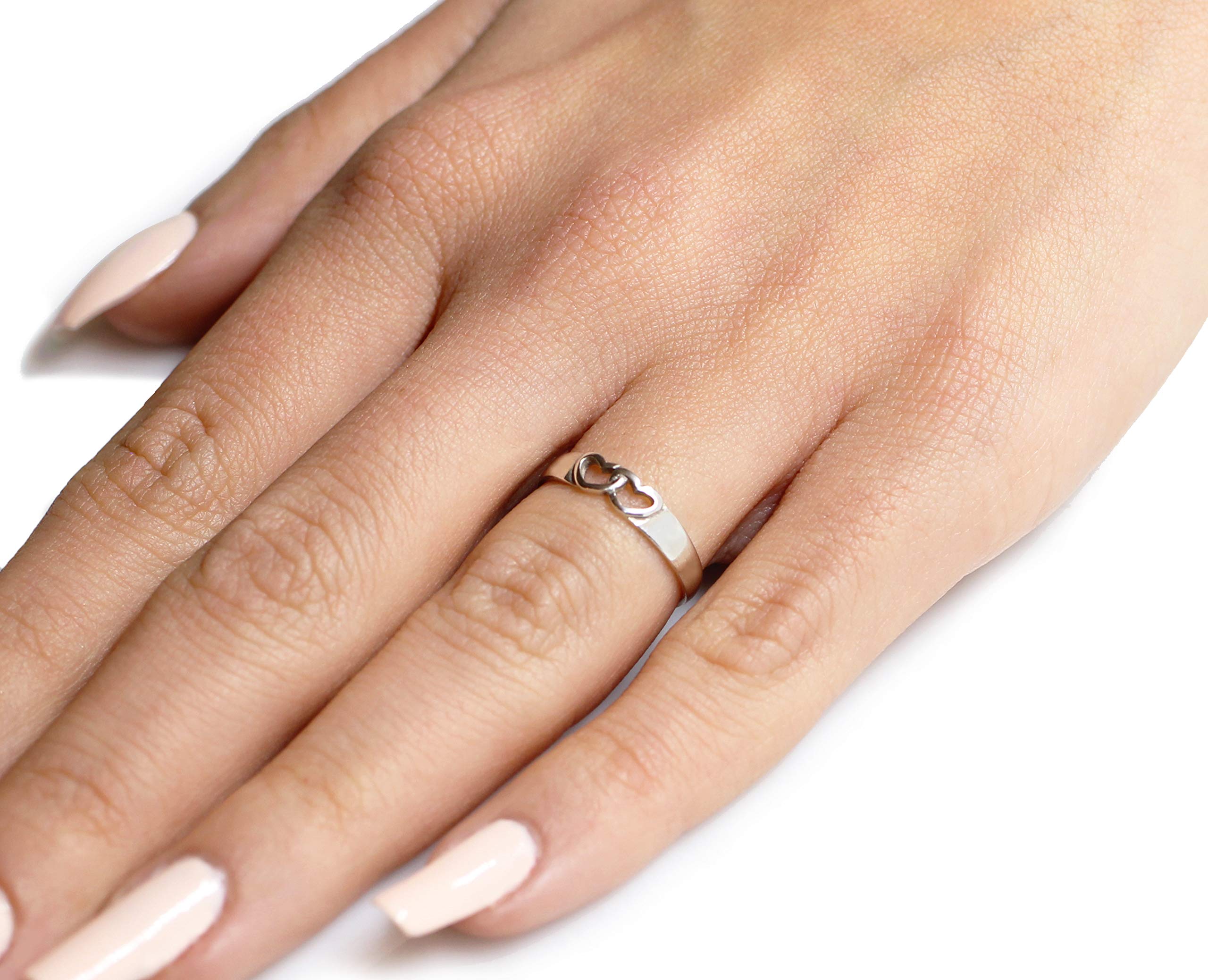 CloseoutWarehouse 925 Sterling Silver Two Hearts Beating as One Ring Size 4